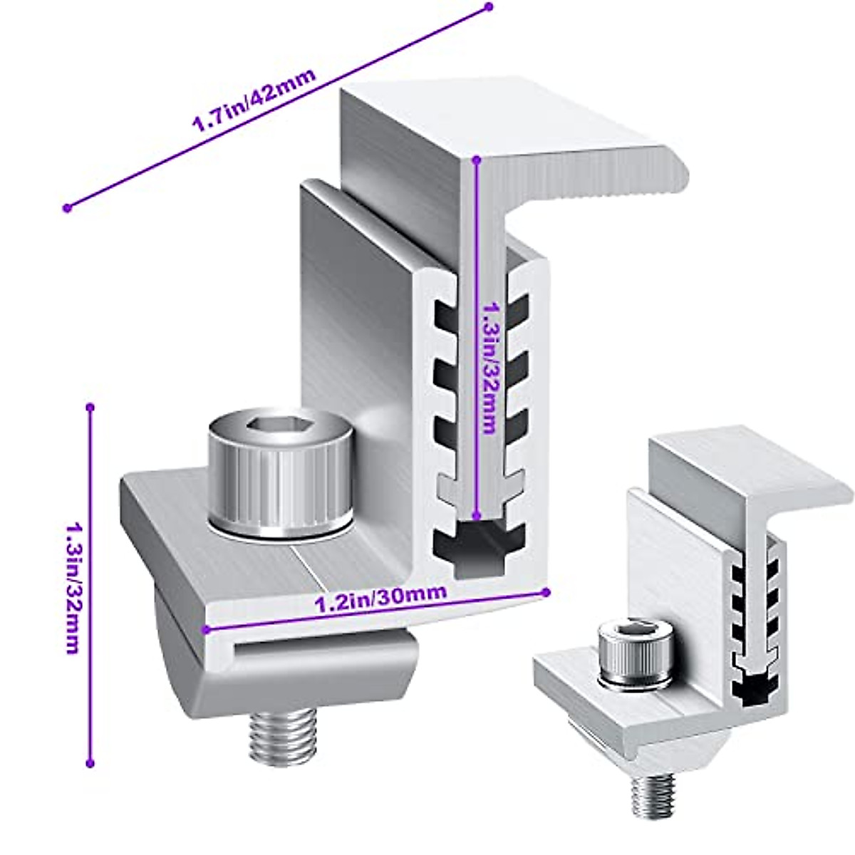 Solar Panel Clamps Solar Panel Mounting Rails for Solar Panel PV Mounting Hardware Solar Panel Accessories(6 Pack)