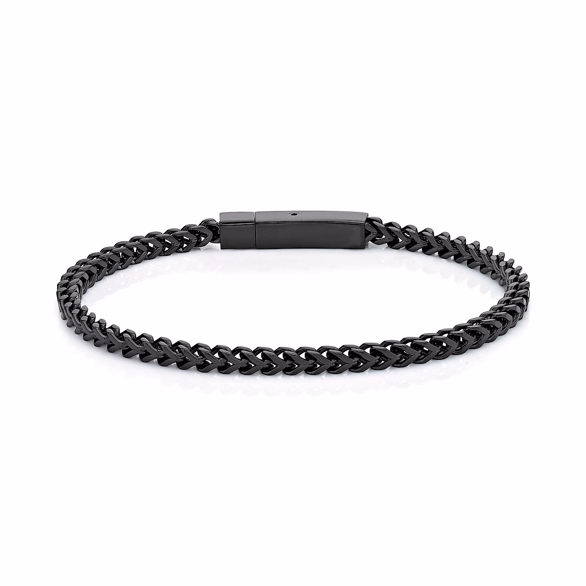 Metro Jewelry Thick Foxtail Chain Necklace and Bracelet Set for Men in Stainless Steel with Black Ion Plating 4 mm Wide 22 Inches Long Jewelry Set