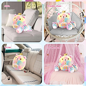 safolosha Birthday Bear Plush Pillow 12" Soft Bear Plush Toy Cute Bear Stuffed Animal with 3 Babies Bear Plushie Home Room Party Decoration Birthday Festival Prezzie for Kids Toddlers
