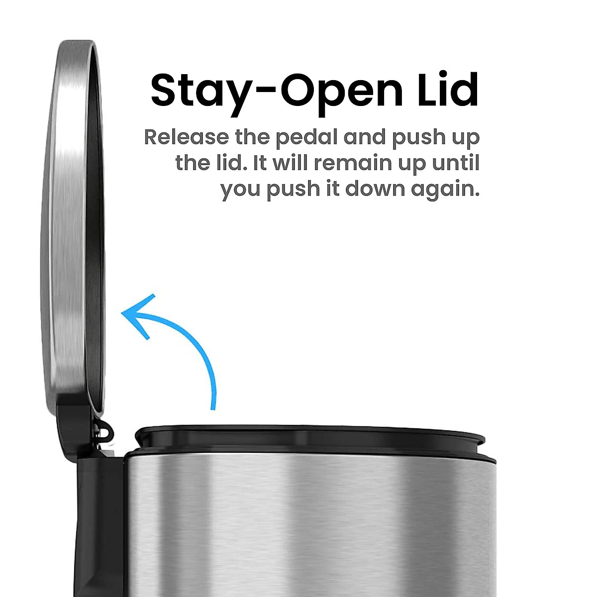 iTouchless SoftStep 8 Gallon Kitchen Step Trash Can with Odor Filter and Removable Inner Bucket, Stainless Steel 30 Liter Rectangular Pedal Garbage Bin for Home, Office, Silent and Gentle Lid Close