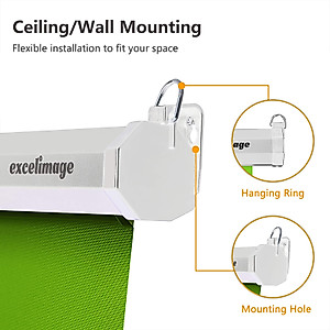 excelimage Pull-Down Green Screen Backdrop, 79”x75” Auto-Locking Chroma Key Panel with Wrinkle-Resistant Green Fabric for YouTube Videos, Music Videos, Photography, TIK Tok, or Gaming (White)