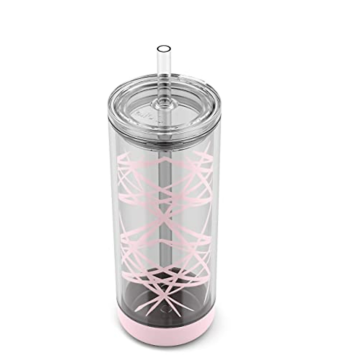 Ello Peak Double Wall Insulated Plastic Tumbler with Straw, 22 oz, Pink Satin Lasers