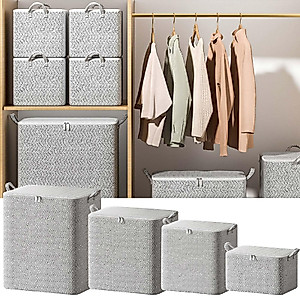 Large Blanket Storage Containers, Collapsible Storage Bins with Lids, Zip Storage Cube Bins with Handles Storage Cubes for Clothes Books (A, one size)