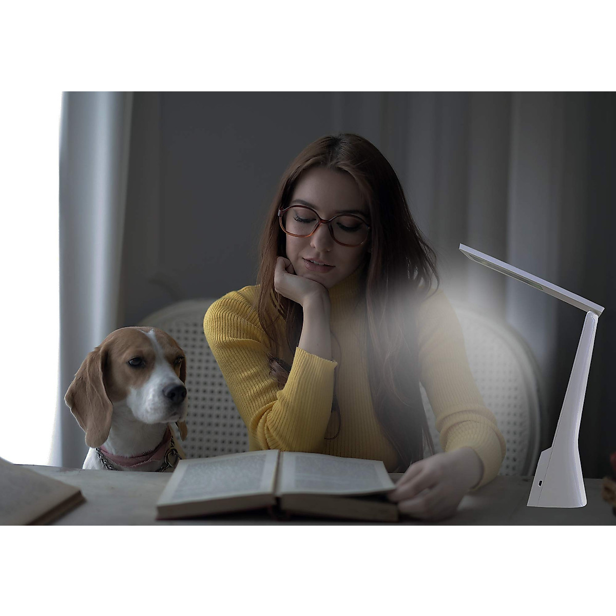 AOIRHLA Portable LED Desk Lamp, Rechargeable LED Lamp, Desk Lamp Battery Powered,Small Cordless Table Lamp, 3 Color Modes,3 Brightness Levels,White