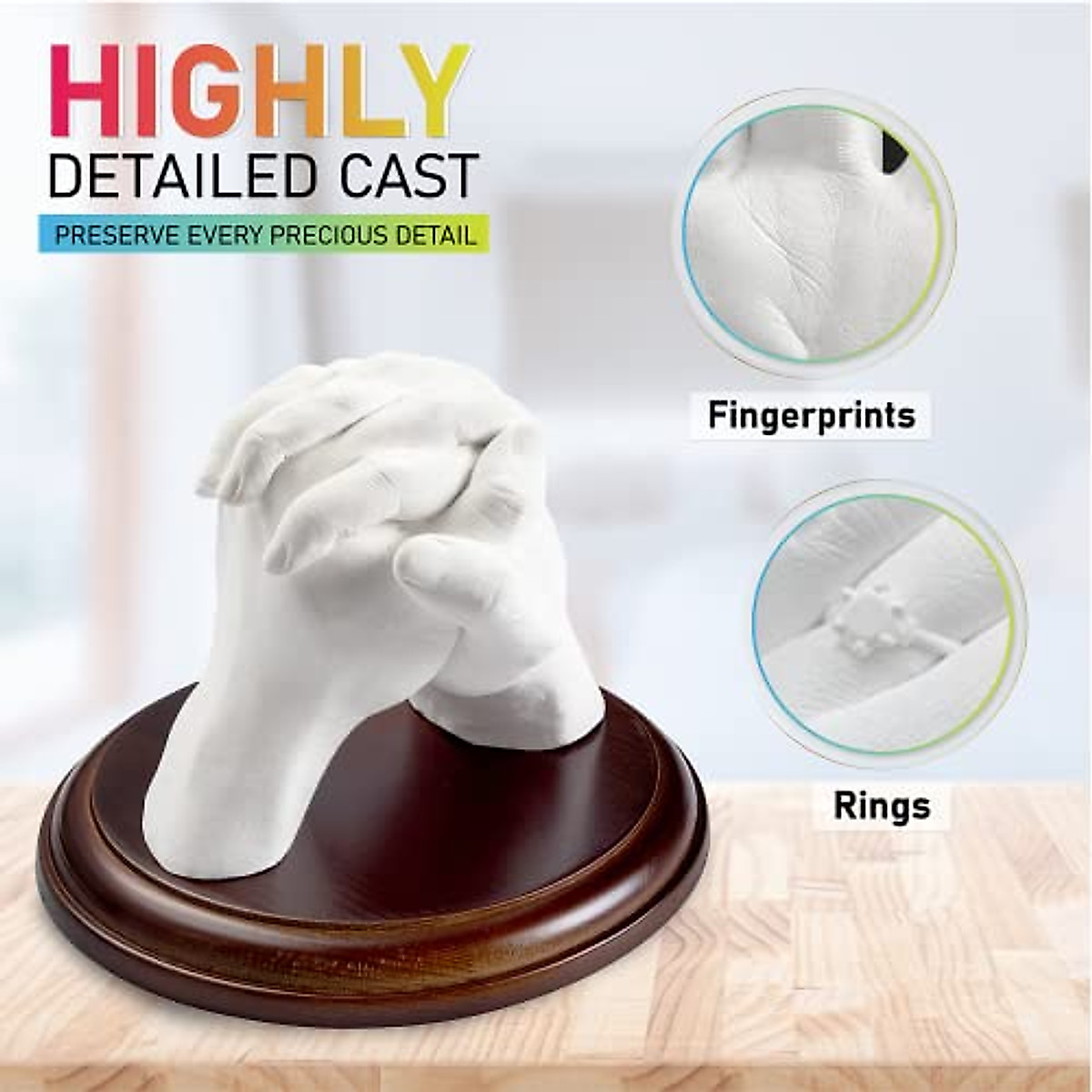 Hand Casting Kit for Couples or Family | Paint & Mounting Plaque Included | DIY Plaster Hand Mold Keepsake Sculpture Kit Gifts for Her, Kids, Weddings, Anniversary