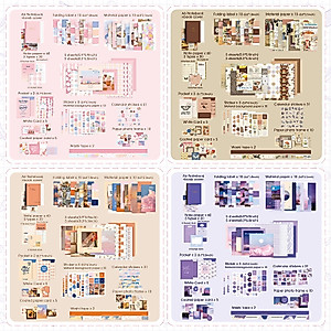 Crtiin 1388 Pcs Scrapbooking Supplies Kit, Christmas Aesthetic Scrapbook Kit Journaling Supplies for A6 Grid Notebook, Stationery, Aesthetic Scrapbook Paper DIY Art Craft Gift for Women