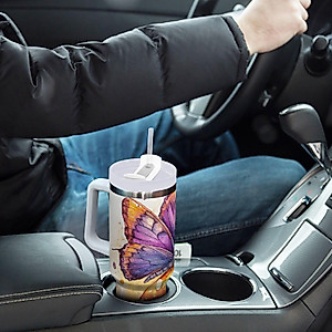ALAZA Mushrooms Butterfly 40 oz Tumbler Water Bottle with Straw Lid and Handle,Reusable Insulated Stainless Steel Cup for Women Men Travel Car Cup Holder