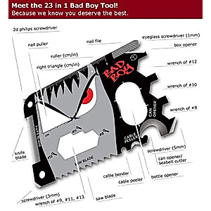 23 in 1 Cool Birthday Gifts for Men who Have Everything, Credit Card Multitool BadBoy, Wallet Tool Survival Multitool Card Set