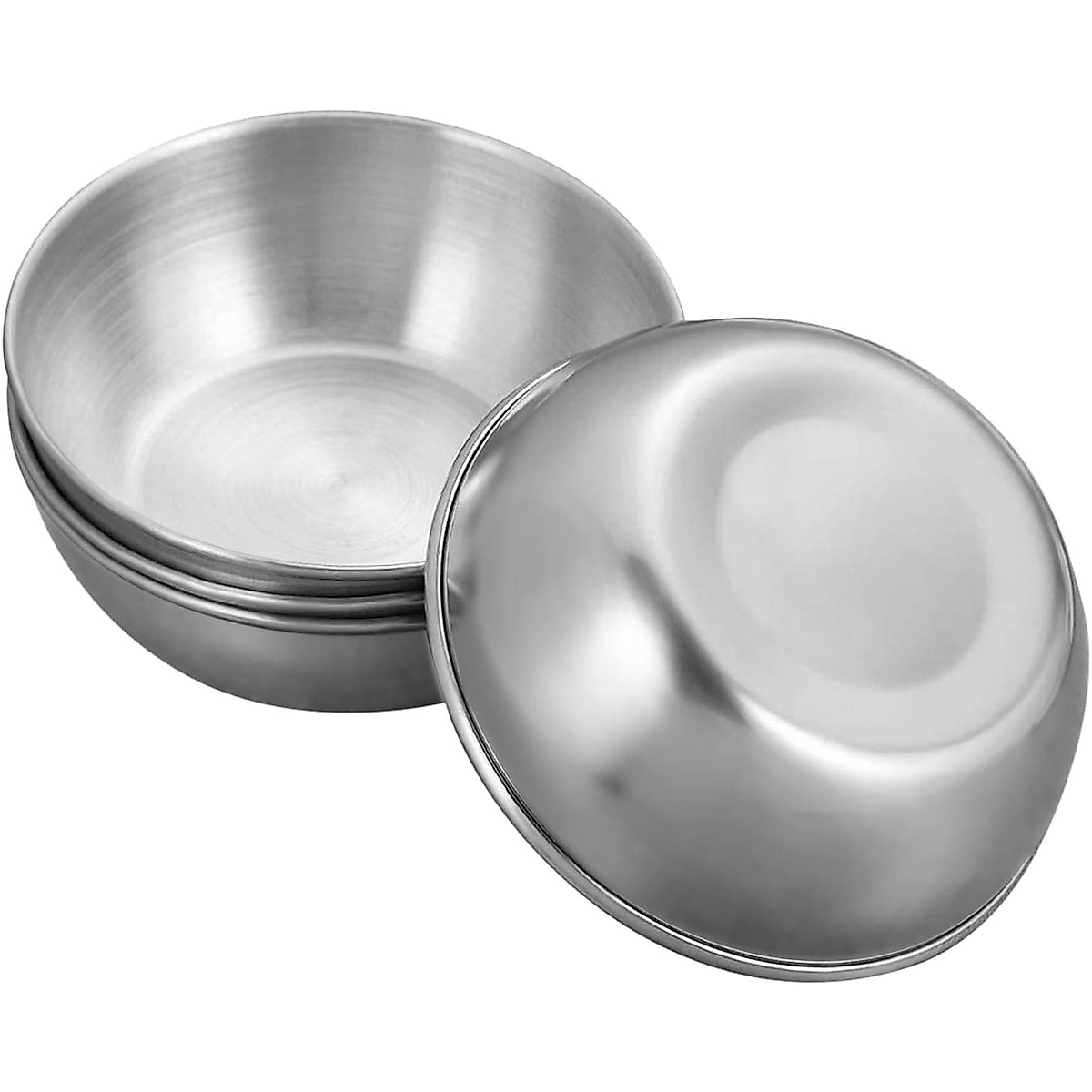 HEYCAHVA Stainless Steel Sauce Dishes, 8PCS 3.2 Inch Stainless Steel Prep Bowls Round Seasoning Dishes Sushi Dipping Sauce Bowl Mini Appetizer Plates Serving Bowl