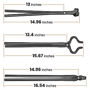 Knife Making Tongs Set Blacksmith Bladesmith Knife Tong Anvil Vise Forge (3 Tongs)