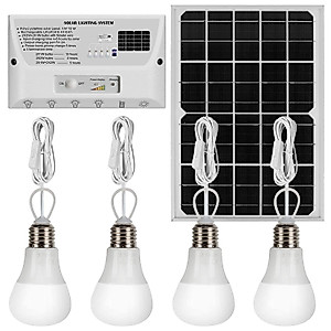 YINGHAO Solar Lights Indoor Home 4 Lights, 12 W Solar Panel & 2 Lights, 5.5W Solar Panel, Outdoor Waterproof Solar Lights for Garden, Yard, Camping, Shed, Barn, Garage