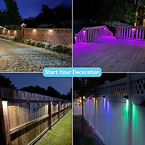 Bridika Solar Fence Lights, Outdoor Waterproof Warm White & Color Glow LED, Solar Outdoor Wall Lights for Backyard, Patio, Deck Railing, Stair Handrail, Pool and Wall (8 Packs)