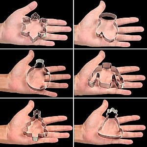 Winter and Christmas Cookie Cutter Set 6 Piece with Ugly Sweater, Hat,Mitten,Snowflake,Christmas Ornament,Tree Shape- Cookie Fondant Biscuit Cutters for Baking,Sandwiches, and Pancakes