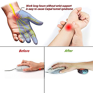 BRILA Ergonomic Memory Foam Mouse Wrist Rest Support Pad Cushion for Computer, Laptop, Office Work, PC Gaming - Massage Holes Design - Wrist Pain Relieve (Floral Leaves)