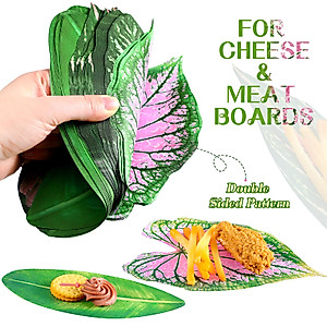 Kisston 100 Pcs Charcuterie Board Parchment Paper Tropical Leaves 8.7 Inch Paper Leaves for Cheese Board Double Sided Tropical Leaves Paper for Tropical Party Decorations Holiday Table Food Serving