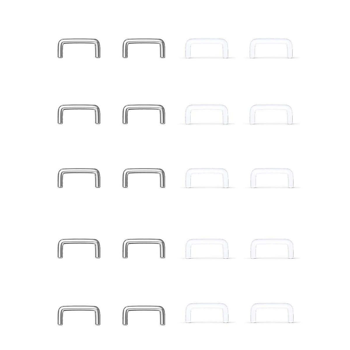Ftovosyo 20PCS 16G Clear Bioflex Septum Rings Retainers Acrylic & Surgical Steel Septum Piercing Jewelry for Women Men Plastic Silver-tone