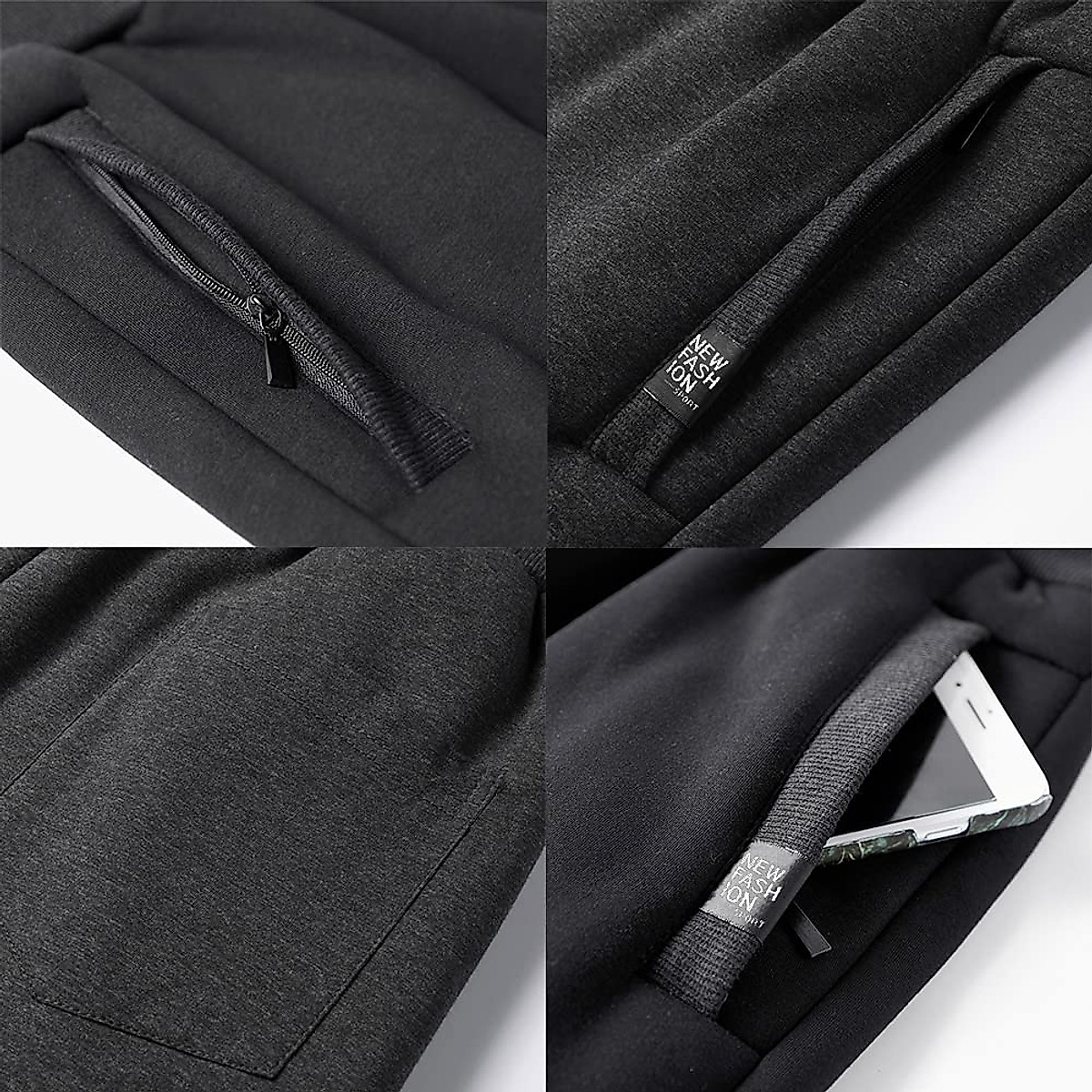 FASKUNOIE Men's Winter Thcken Fleece Pants Sherpa Lined Long Underwear Trouser Pants with Zipper Pockets