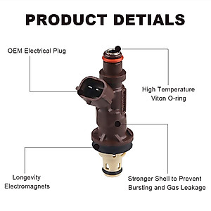 JDMON Compatible with Fuel injectors Toyota 4Runner Tacoma Tundra 3.4L V6 1999-2004 Replace 2320962040 2172933 2 Hole Pack of 6