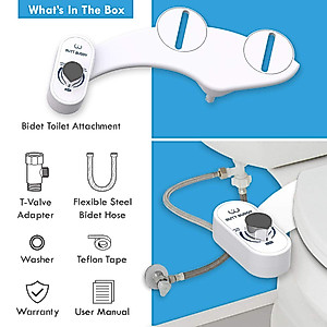 BUTT BUDDY (2 Pack) - Bidet Toilet Seat Attachment & Fresh Water Sprayer (Easy to Install | Non-Electric | Self-Cleaning Nozzle | Gentle Wash | Save Paper & Money | Healthy Life, Sanitary Bathroom)