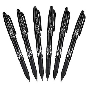 Pilot FriXion Ball 0.7mm Erasable Gel Pens, Fine Point, Black Ink, Pack Of 6