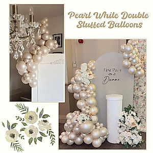 Pearl White Balloons, 78Pcs Double Stuffed Balloons Arch Kit Different Sizes 18/12/10/5 Inch Pearl Ivory Balloon Garland Kit for Wedding Bridal Baby Shower Engagement Birthday