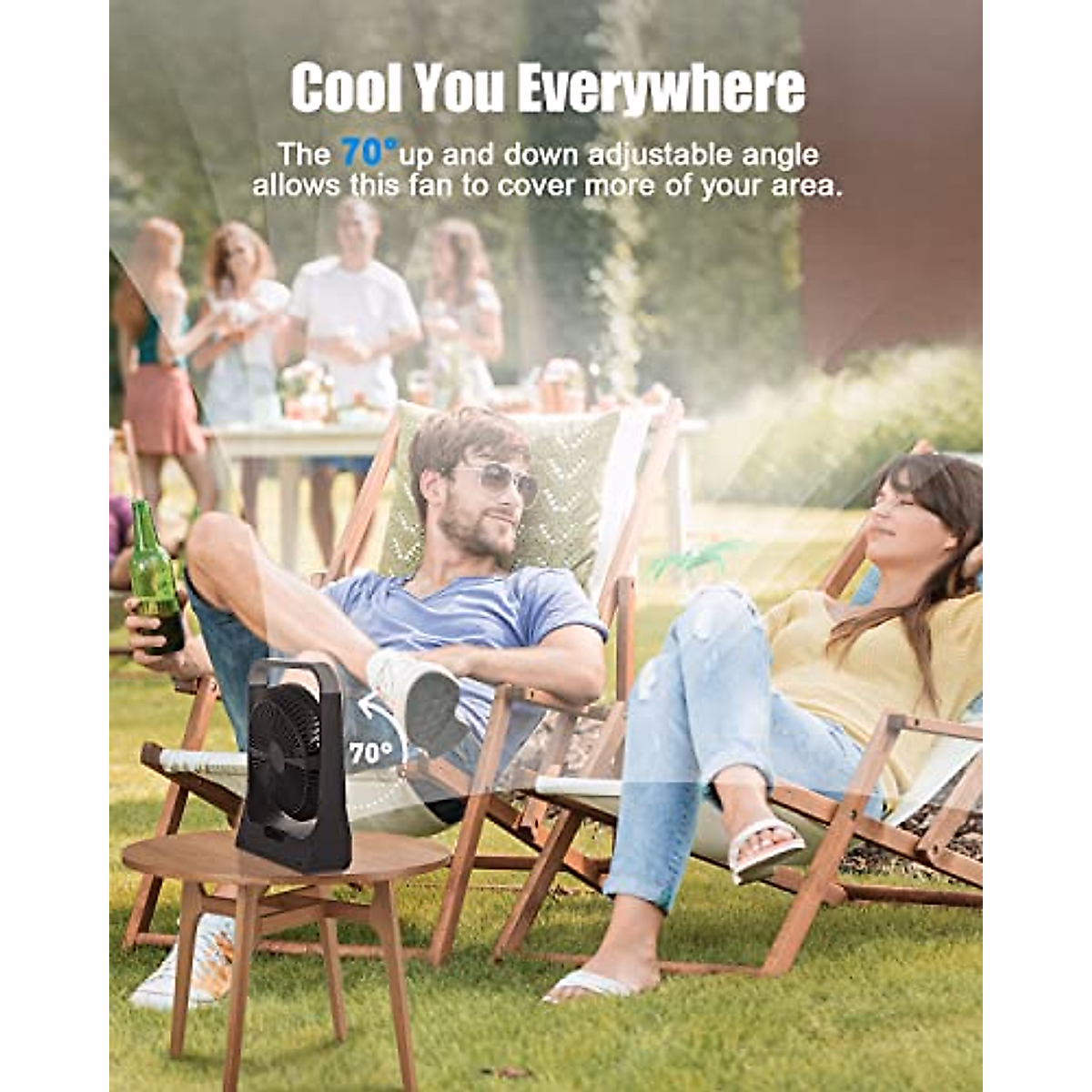 FRIZCOL Portable Fan Rechargeable - 10400mAh Battery Operated Fan(28Hrs work time) - Personal USB Desk Fan - Battery Powered Fan use for Bedroom, Desk, Table, Office, Camping and Outdoor