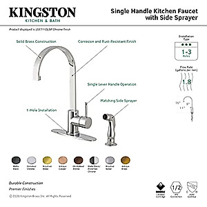 Kingston Brass LS8711DLSP Concord Kitchen Faucet, 8" in Spout Reach, Polished Chrome