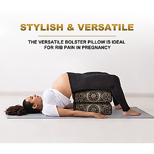 Yoga Bolster Pillow (2 Pack) Luxurious Eco Suede Yoga Bolster for Restorative Yoga, Meditation, Rectangular Yoga Pillow With Carry Handle, Washable Cover (Eco Suede-black)