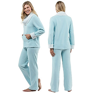 PajamaGram Pajama Sets For Women Soft - Womens Fleece Pajamas, Teal, MD