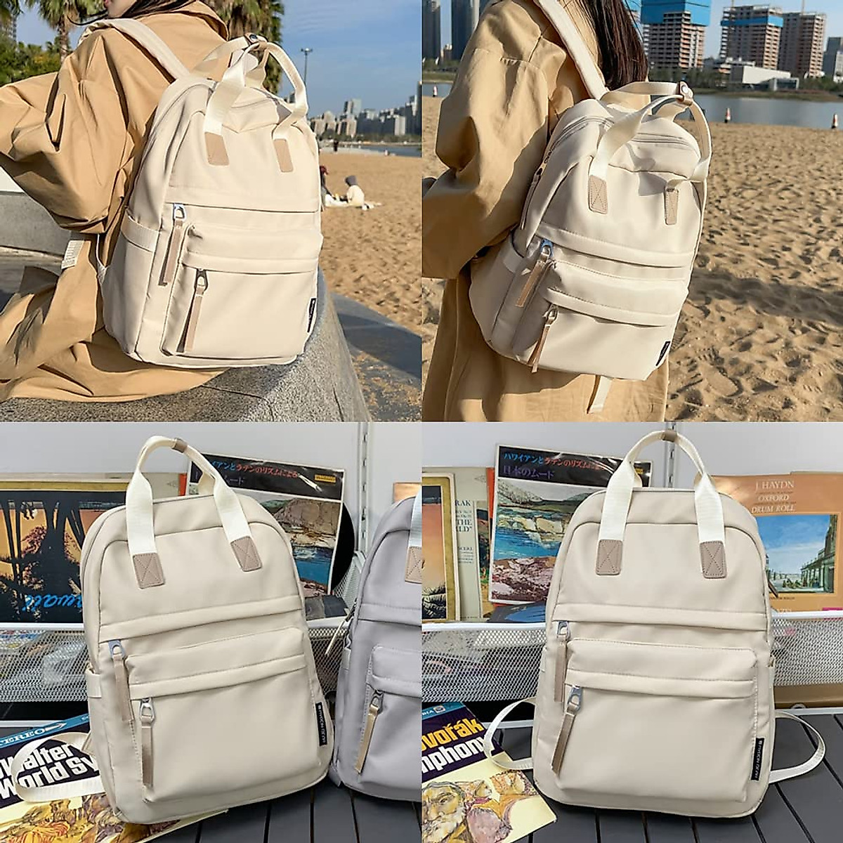 Laptop Backpack for Women Laptop Backpack Travel Business Computer Tote Bag for Girls Work Travel (Beige)