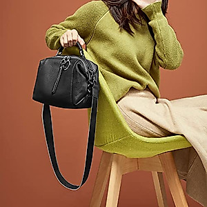 Kattee Genuine Leather Handbag Purse for Women Fashion Ladies Designer Shoulder Bag Mini Size Adjustable Straps