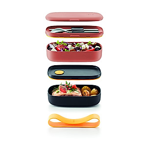 Lekue LunchBox-To-Go Travel Container Set, Coral