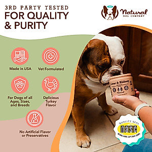 Natural Dog Company Stinky Liver & Kidney Supplement Chews - Dog Liver Support for Optimal Health - Turkey Flavored Treats - Promotes Digestion and Immune Health – Milk Thistle for Dogs (90 Chews)