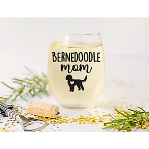 Bernedoodle Mom - Premium 21oz Stemless Wine Glass - Gift for Doodle Dog Lovers