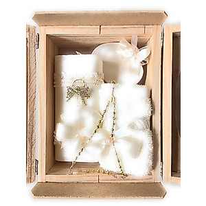 Catholic Baptism Kit in a Wooden Box with Towel, Candle, Rosary and Shell for Baby Boys and Girls. Handmade in Mexico Gift for Godparents. Holy Spirit Baptism Candle Set. Kit de Bautizo