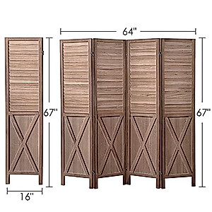 Room Dividers and Folding Privacy Screens Room Divider 5.6 FT Tall, Wood Room Divider Wall Folding Screen,4 Panel Room Divider Wall 16" Wide Panel,Brown