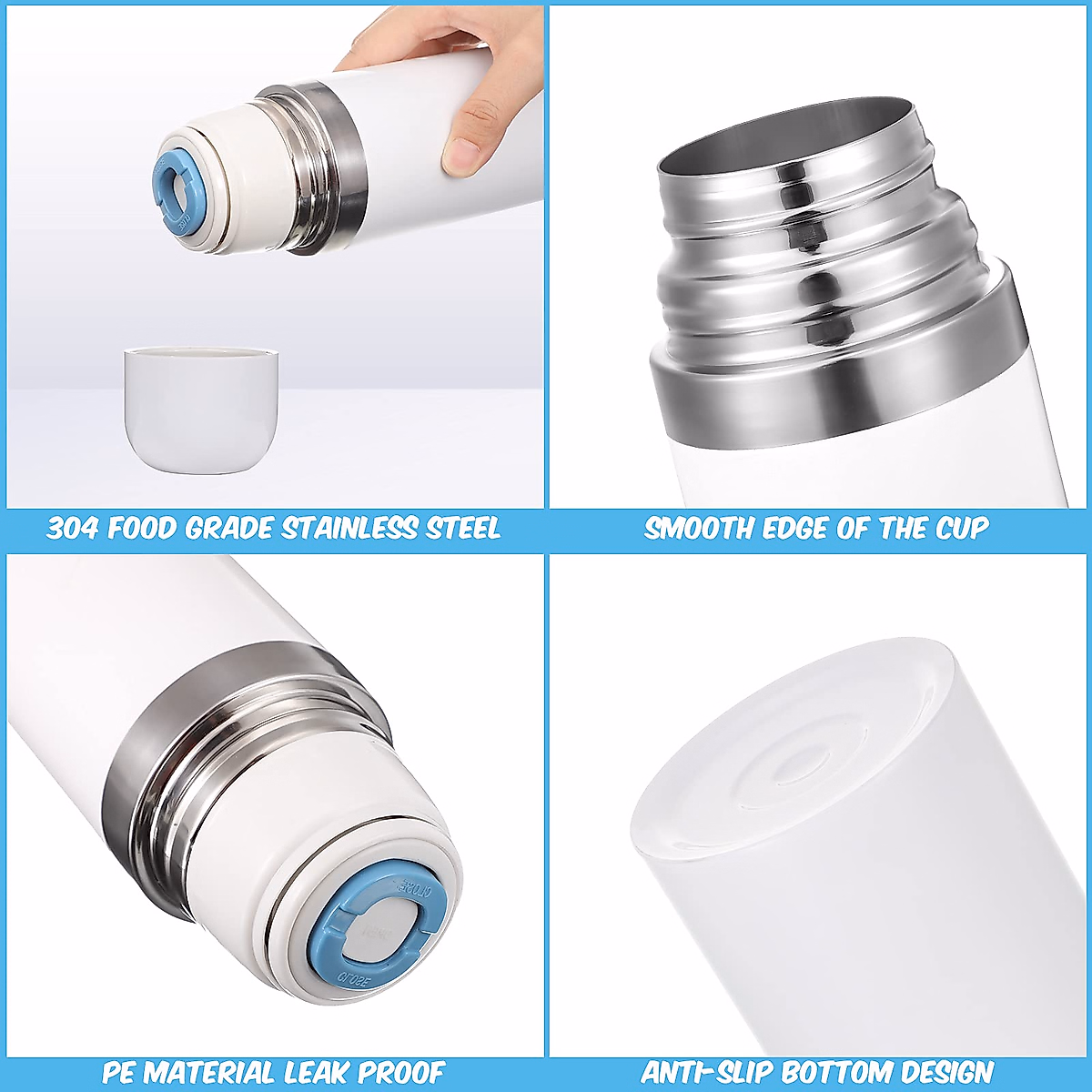 Geiserailie 4 Pack Sublimation Tumblers Cups 12 oz Blank Vacuum Stainless Steel Tumblers with Lids White Sublimation DIY Coffee Travel Mug for Office Travel Outdoors