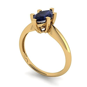 Clara Pucci 1.0 ct Marquise Cut Solitaire Simulated Blue Sapphire Engagement Bridal Promise Anniversary Ring 18K Yellow Gold Size 5.5