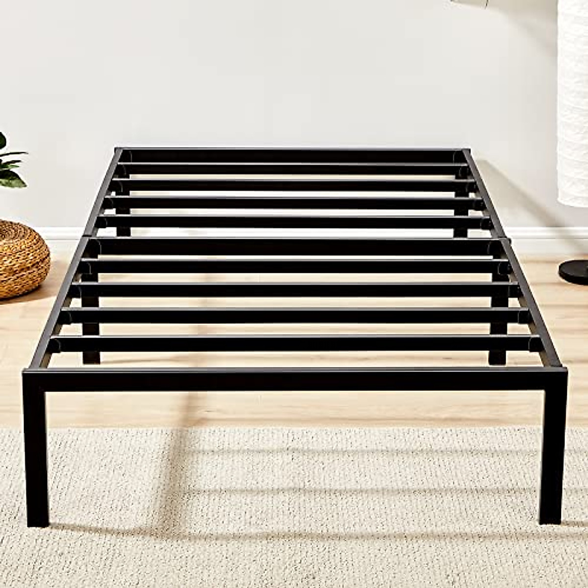 GreenForest Twin Bed Frame Tool-Free Quick Assembly Metal Platform and Full Size Bed Frame with Headboard