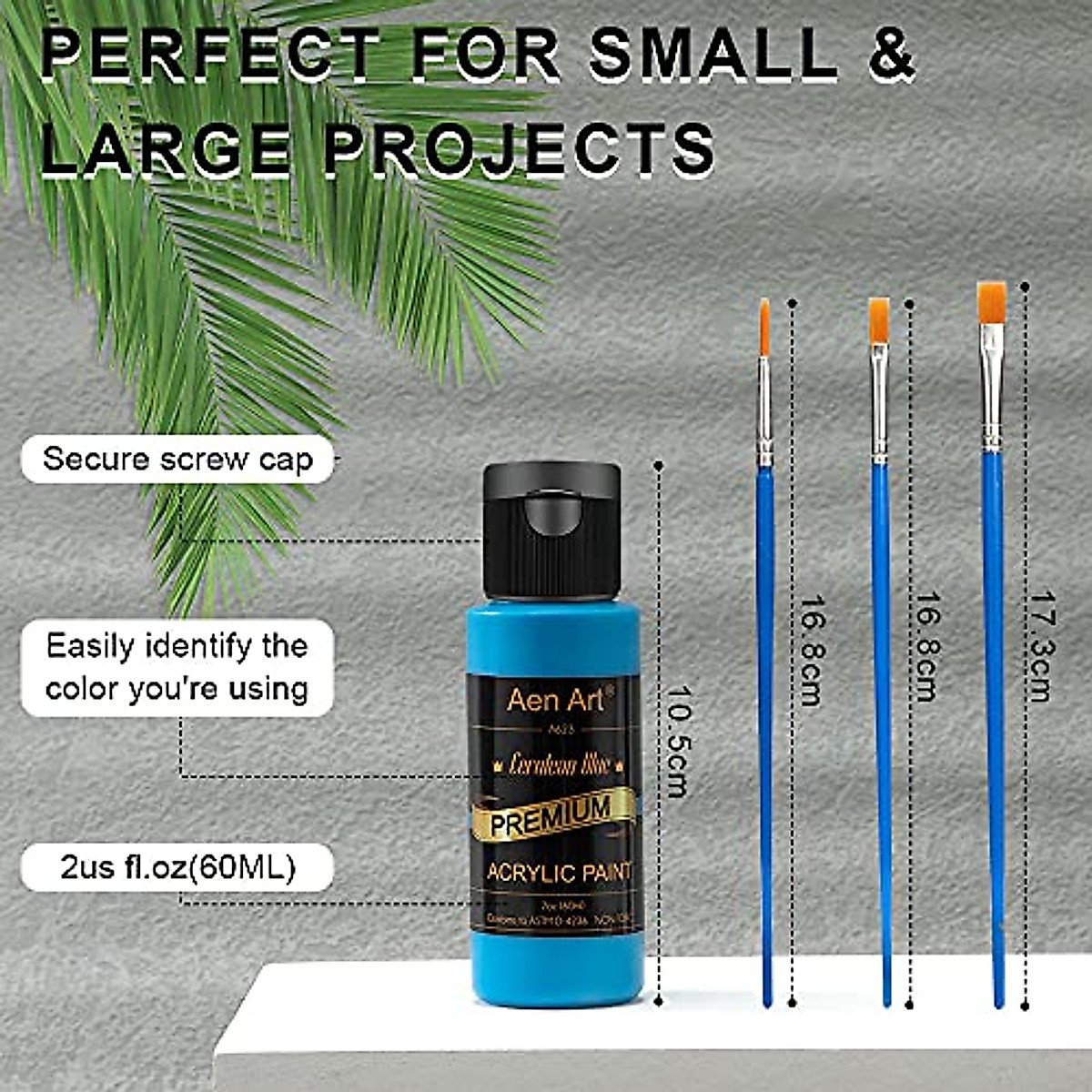 Aen Art Acrylic Paint, Set of 24 Colors Craft Paint Supplies for Canvas, Painting, Wood, Ceramic & Fabric, Rich Pigments Non Toxic Paints for Artists & Hobby Painters, 2 fl oz / 60 ml Bottles