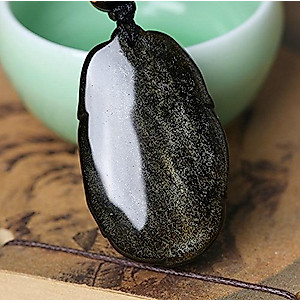 Natural Gold Obsidian Toad Pi Yao Pendant Amulet