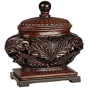 Weldona 9" High Vine and Leaf Wood Finish Jar with Lid - Kensington Hill