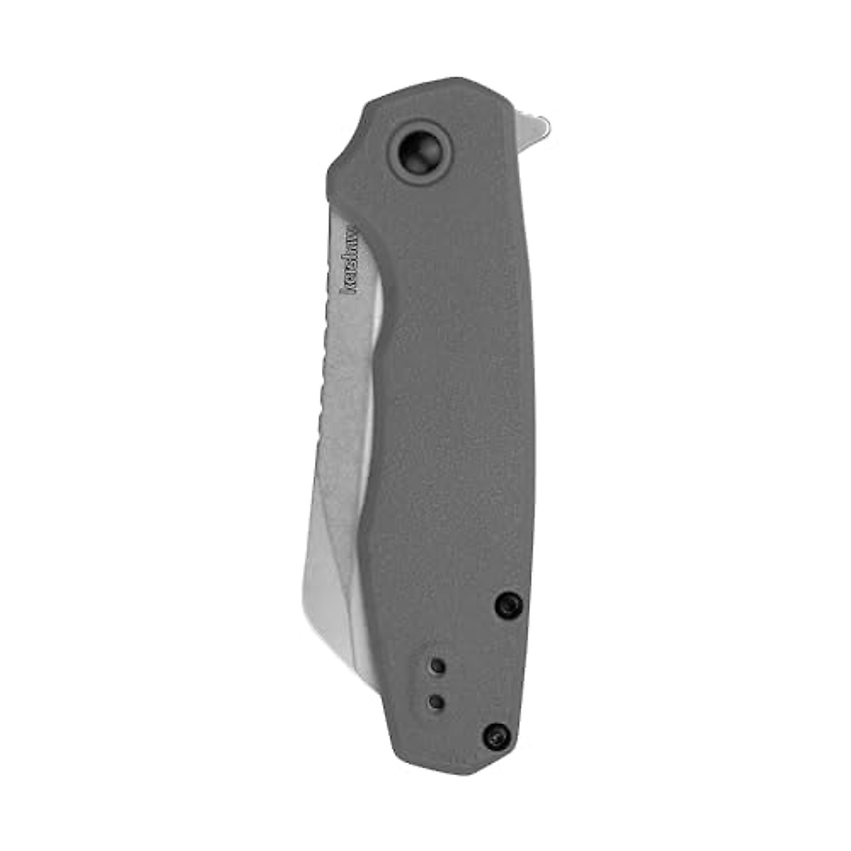Kershaw Wharf Folding Pocket Knife, 2.8 inch 8Cr13Mov Steel Cleaver Style Blade, Grey GFN Handle, Pocketclip