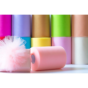 Joycrosso Tulle Fabric Rolls 6 Inch 100 Yards (300 feet) Organza Tulle Polyester Netting Spool for Wedding Decorations Gift Baby shower Crafts DIY Tutu Skirt-Soft & Drape (Turquoise)