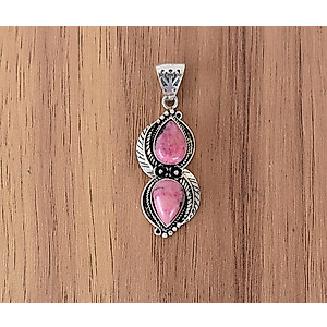 Rekha Gems Rhodonite Pendant, Pink Gemstone Pendant, Gift For Her, Vintage Jewelry,925 Sterling Silver Pendant, Boho and Hippie Pendant, Vintage Pendant, Daily Wear Pendant, Valentine Gift-NO-NRO-21