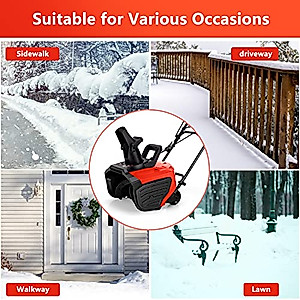 Safstar Snow Blower, Electric Snow Thrower with 180° Chute Rotation & 2 Transport Wheels, 10” Clearing Depth & 18” Width, Power Snow Blower w/30 Feet Throwing Distance, 720Lbs /Minute (Red)