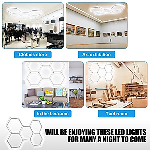 VIHOSE 2 Set Hexagon Garage LED Light 50 Pack 300W 36000lm Honeycomb Ceiling Lights 5 Grid Systems Car Detailing Ceiling LED Light for Garage Workshop Basement Warehouse Gym