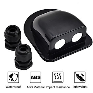 JYFT Solar Weatherproof Double Cable Entry Gland, ABS Waterproof Cable Gland for 14AWG to 10AWG Solar Cables for Solar Project on RV, Campervan, Boat, Van（Black）