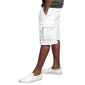 Linen Blend Shorts Men 5 Inch Drawstring Shorts Men 2023 Classic Fit Elastic Waist Cotton Linen Shorts with Pockets Summer Beach Cargo Shorts Slim Cargo Shorts for Men White XL