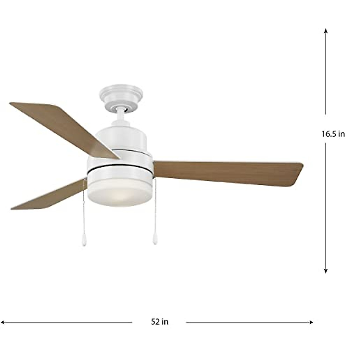 Progress Lighting P250076-028-WB Trevina V 3-Blade Modern Indoor Ceiling Fan Satin White with Light Kit and White Opal Shade